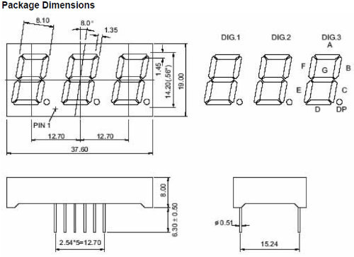 0.56 Inch 3 Digit 7 Segment LED Display - yourledlight.com